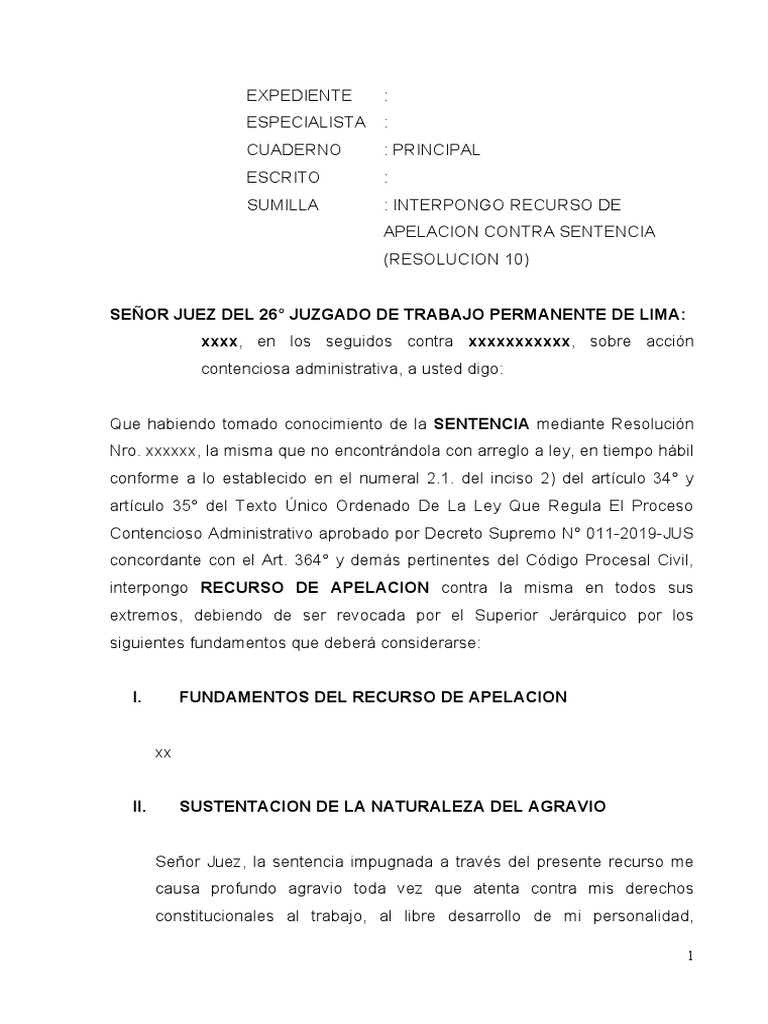 Modelo Apelacion | PDF | Apelación | Justicia