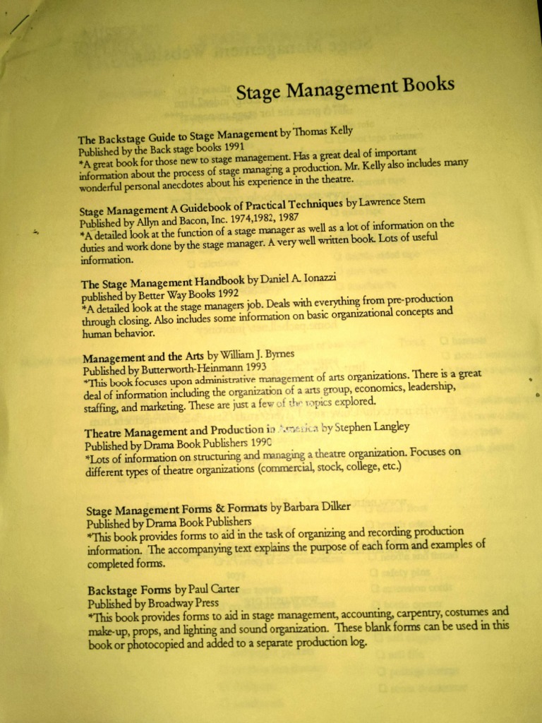 Stage Management Packet | PDF