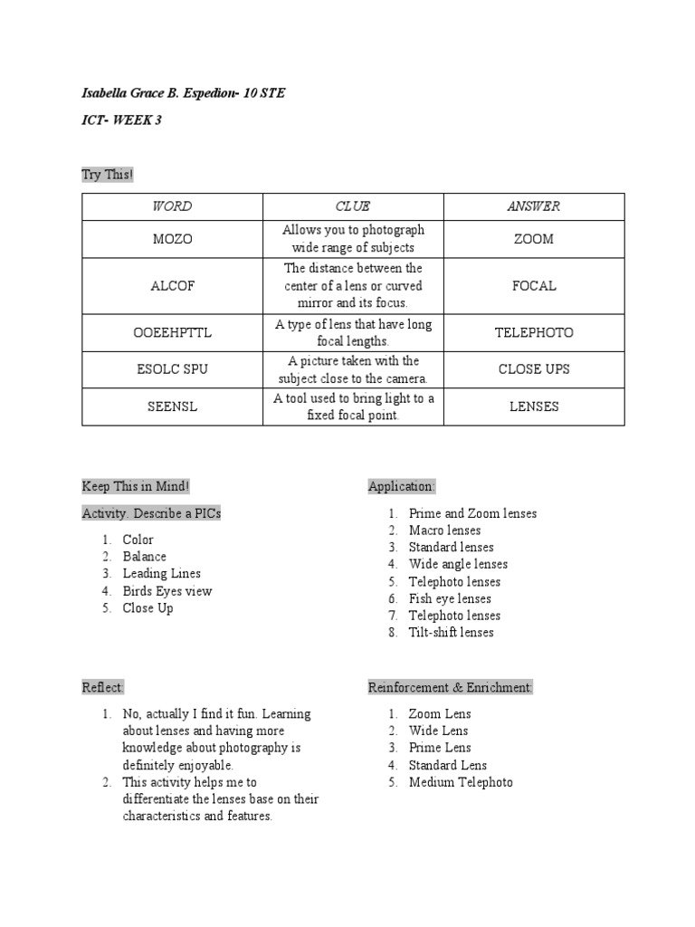 Learning About Camera Lenses: A Document Provides Insights Into ...