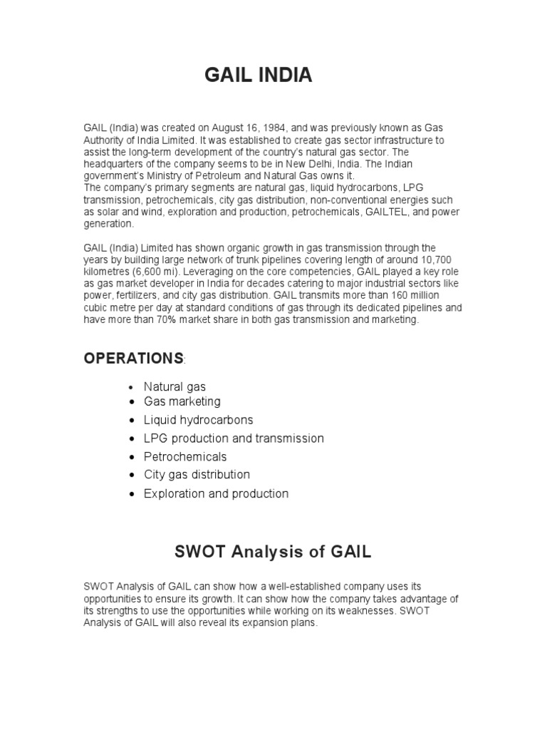 Swot Gail India | PDF | Economies