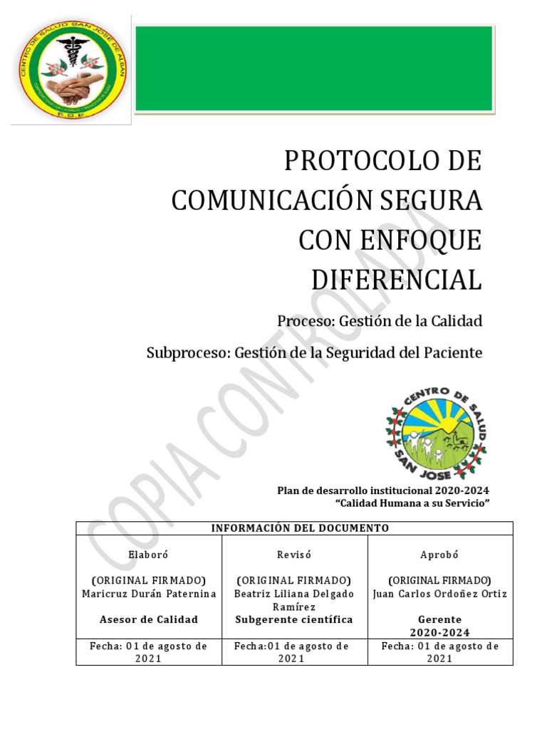 Protocolo de Comunicación Segura Con Enfoque Diferencial.V1. | Descargar gratis PDF ...
