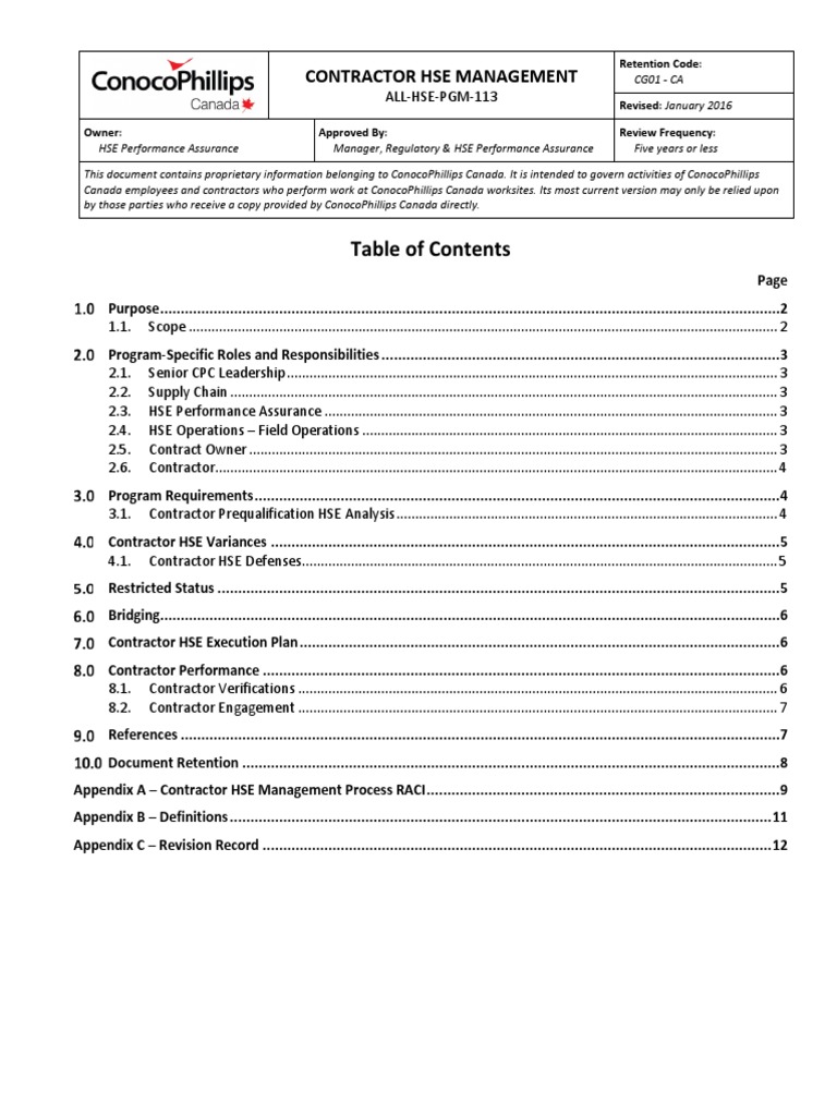 contractor-hse-management-program | PDF | Employment | Risk