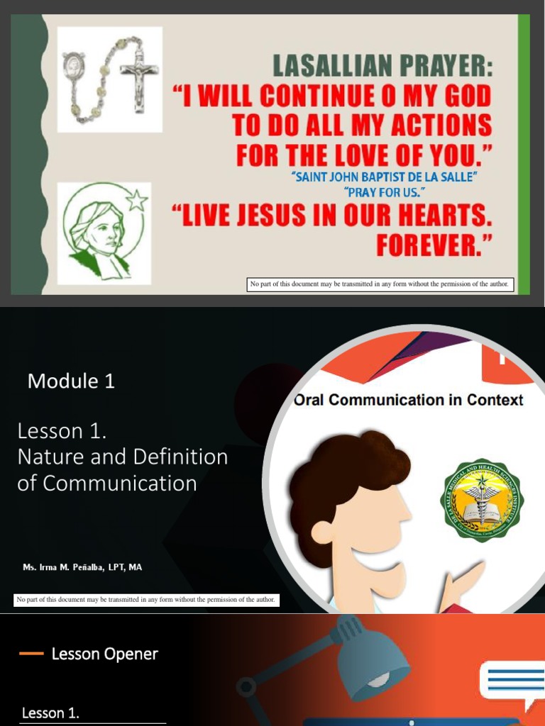 Lesson 1. Nature and Definition of Communication - For Canvas Posting | PDF