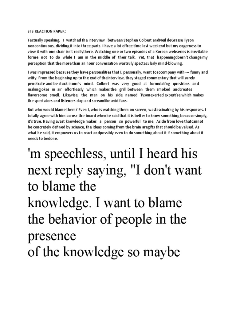 STS Reaction Paper | PDF