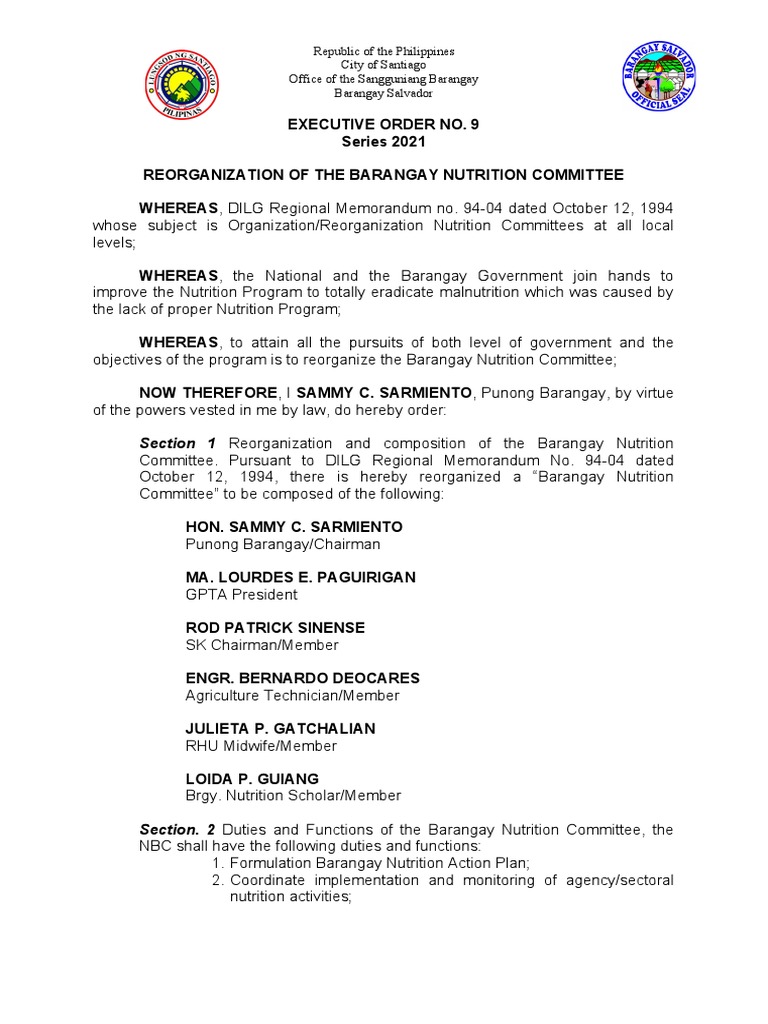 Reorganizing the Barangay Nutrition Committee to Improve Nutrition ...