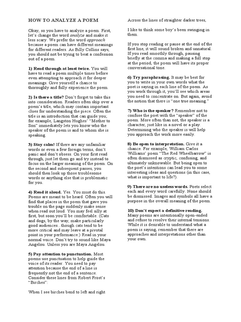 Poem Analysis | PDF | Poetry