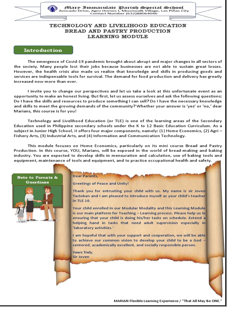 Tle 10 Module 1 1st Quarter | PDF | Cakes | Dough