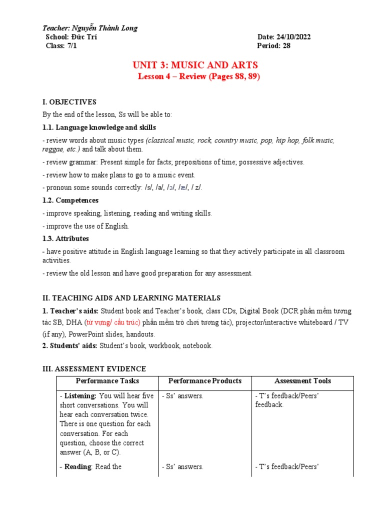 Unit 3 - Lesson 4 - Review-Week 11 | PDF | Reading Comprehension | Communication
