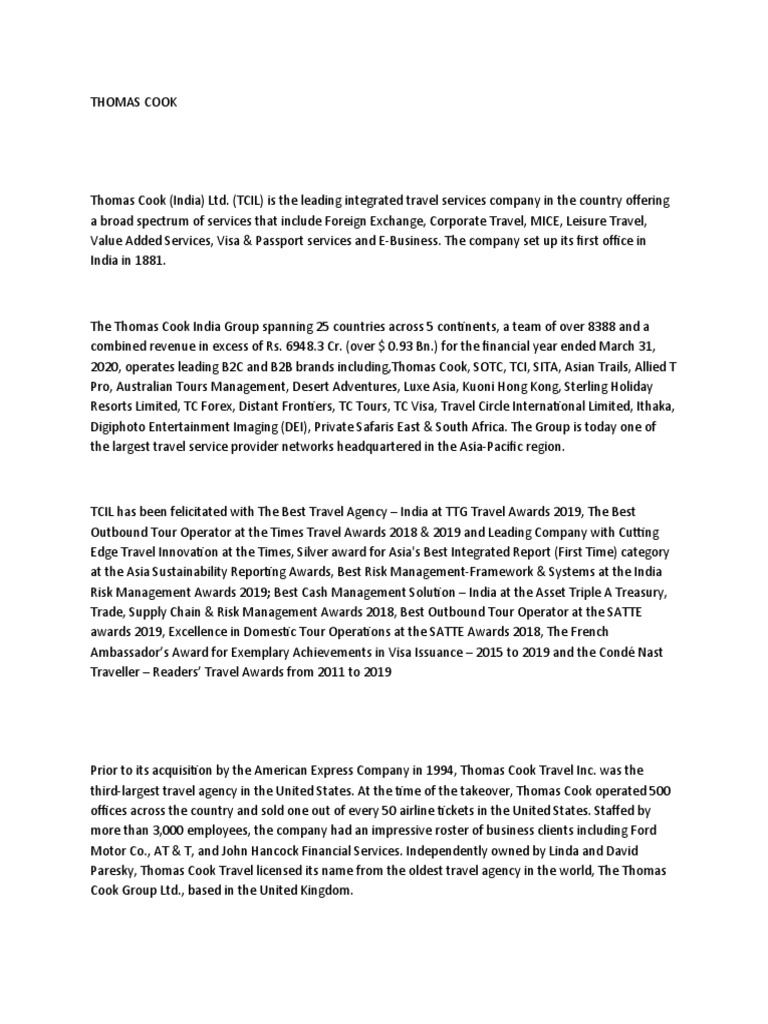 Thomas Cook: Leading Travel Services Since 1841 | PDF | Booking.Com ...