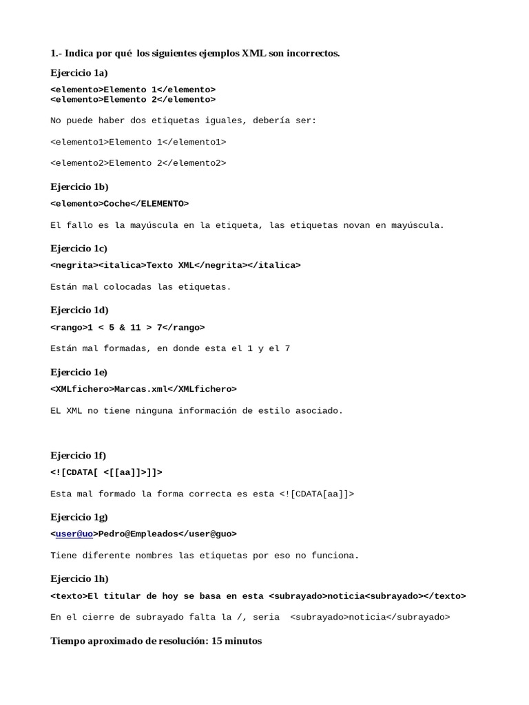 Ejemplos de XML Mal Formado | PDF | Xml | Panes