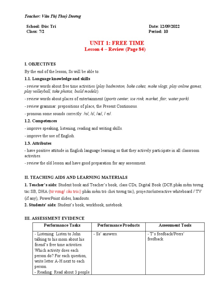 L P 7.2 - Unit 1 - Lesson 4 - Review | PDF | Stress (Linguistics ...