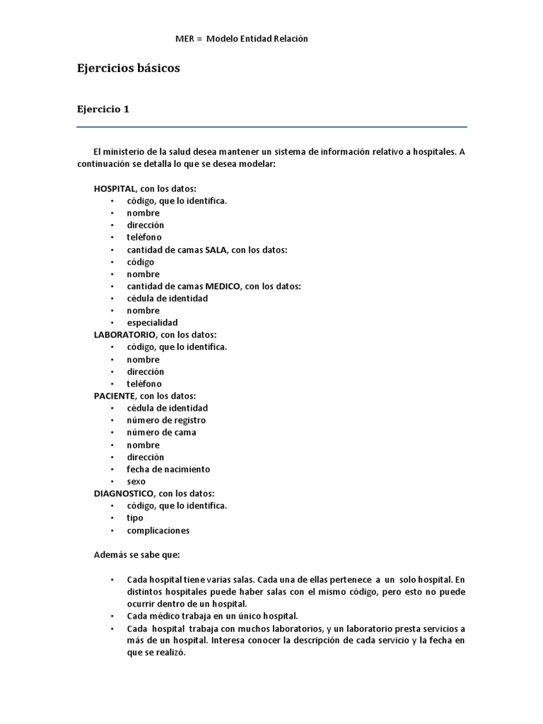 Ejercicios MER | PDF | Hospital | Barcos