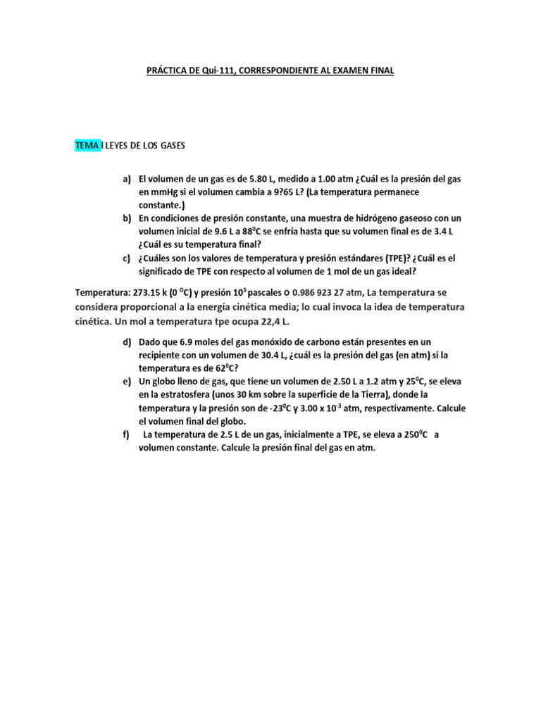 Practica Final | PDF | Gases | Presión