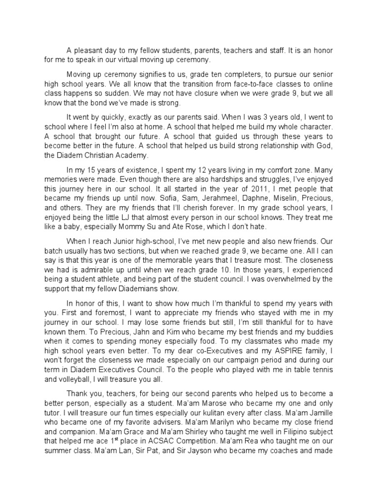 Thanksgiving and Farewell Speech | PDF