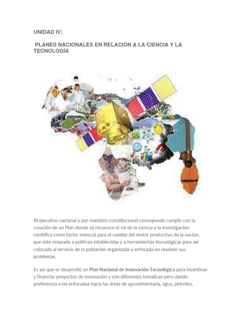 Unidad #4 Planes Nacionales Con Relacion A Ciencia Y La Tecnologia ...
