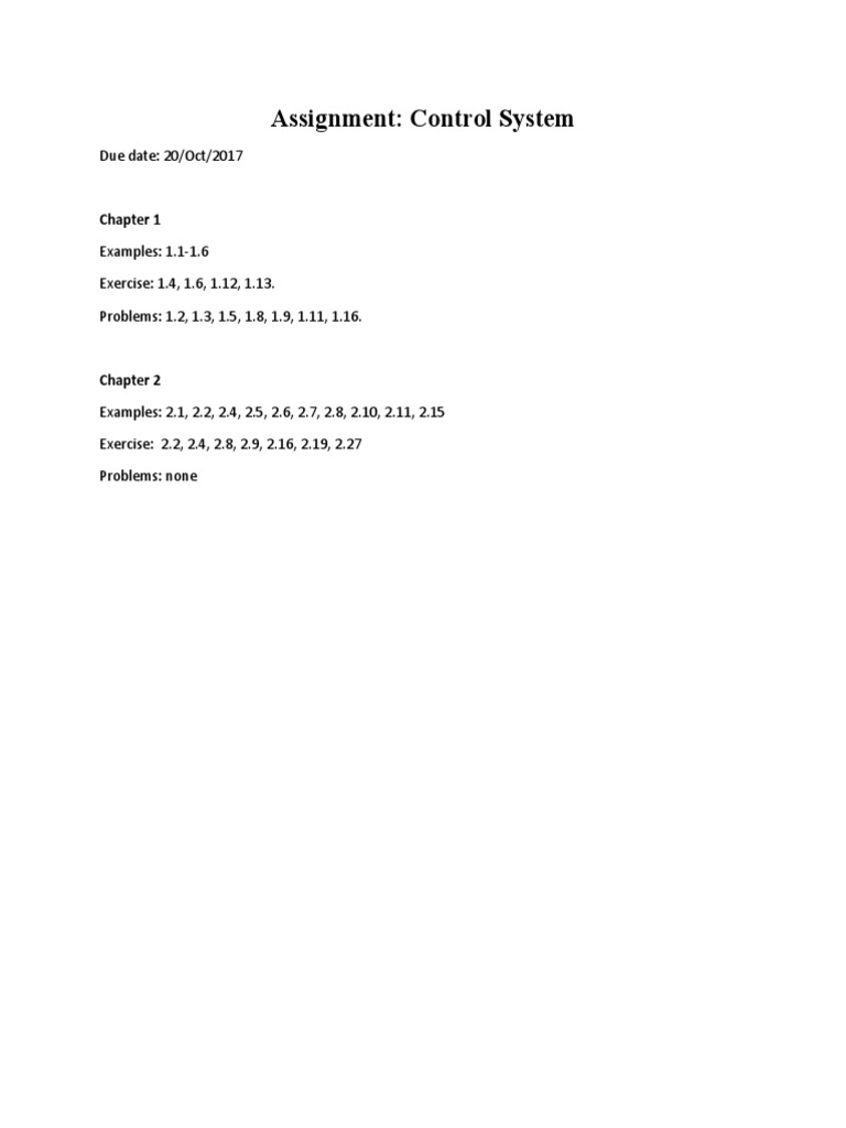 Control System Assignment 1 | PDF | Technology & Engineering