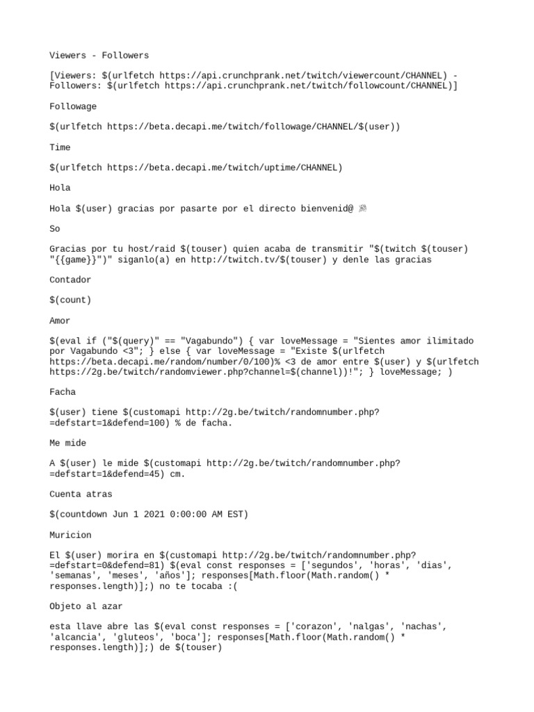Comandos Nightbot | PDF | Computers