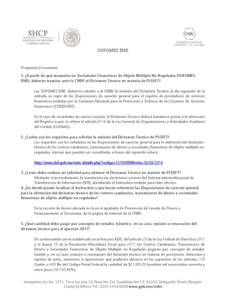 Preguntas Frecuentes Sofom ENR v3 | PDF | Auditoría