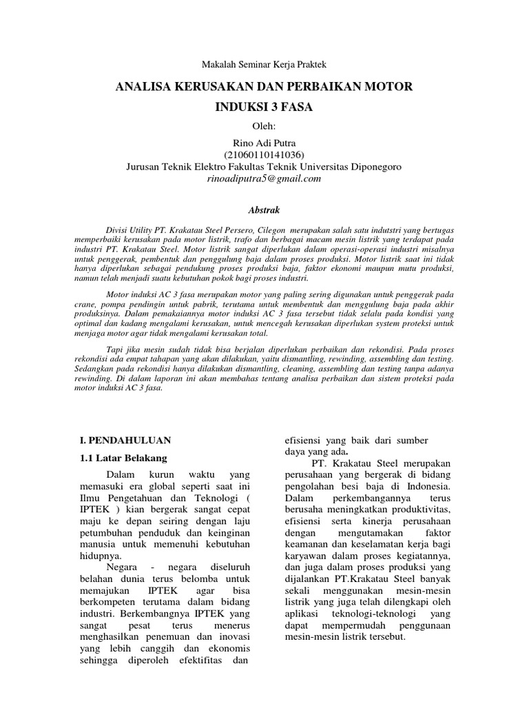 Analisis Kerusakan & Perbaikan Motor Induksi 3 Fasa | PDF