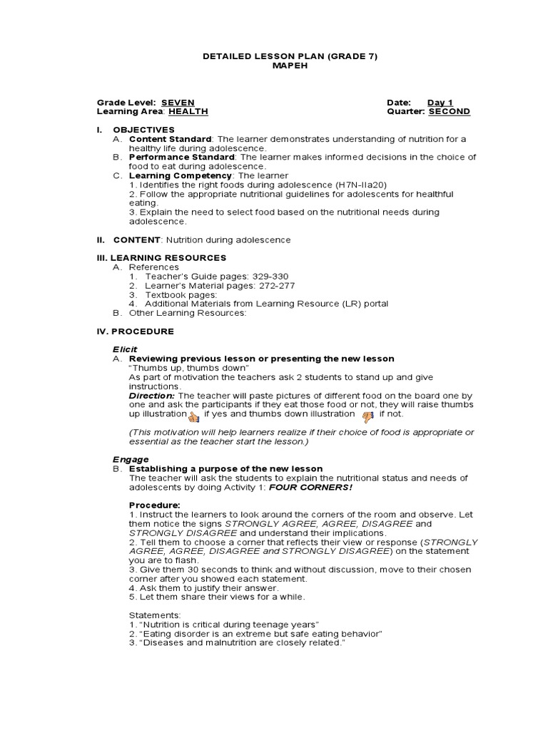 Dlp-Mapeh 7-Health-Annaliza A. Palos | PDF | Adolescence | Learning