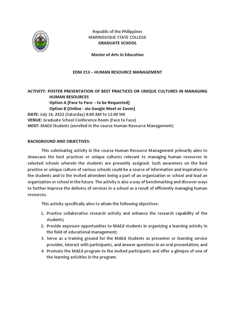 HRM Poster Presentation Guide | PDF | Human Resource Management | Cognition