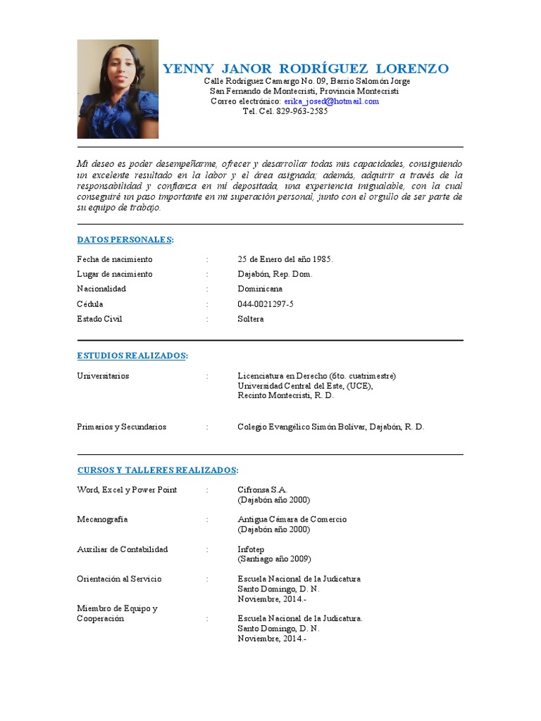 Curriculum Yenny J. Rodríguez | PDF