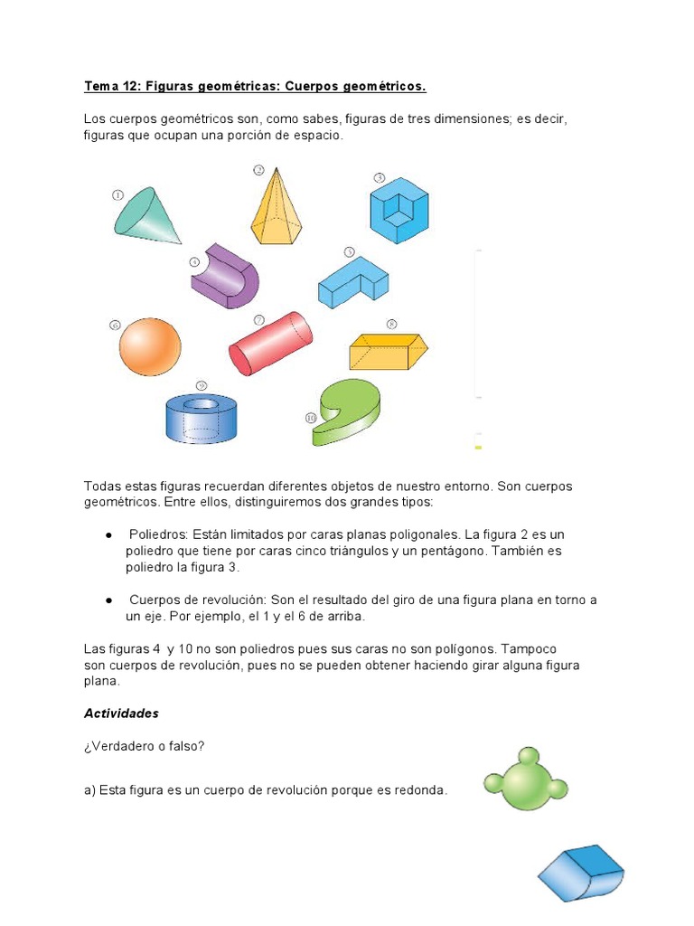Tema 12 - Figuras Geométricas - Cuerpos Geométricos | PDF | Geometría ...