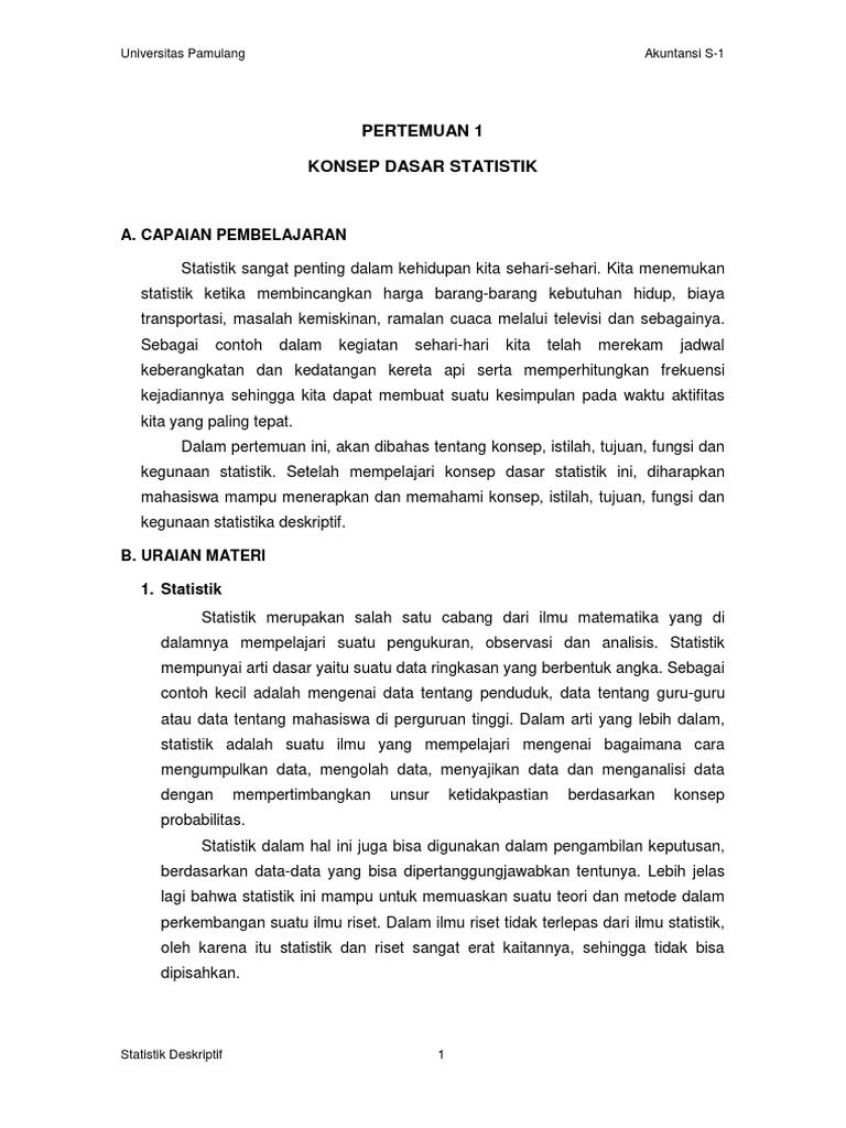 Sak0233 - 01 - Konsep Dasar Statistik | PDF