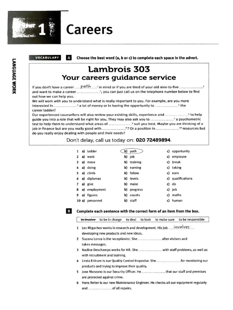 Careers Vocabulary and Functions | PDF