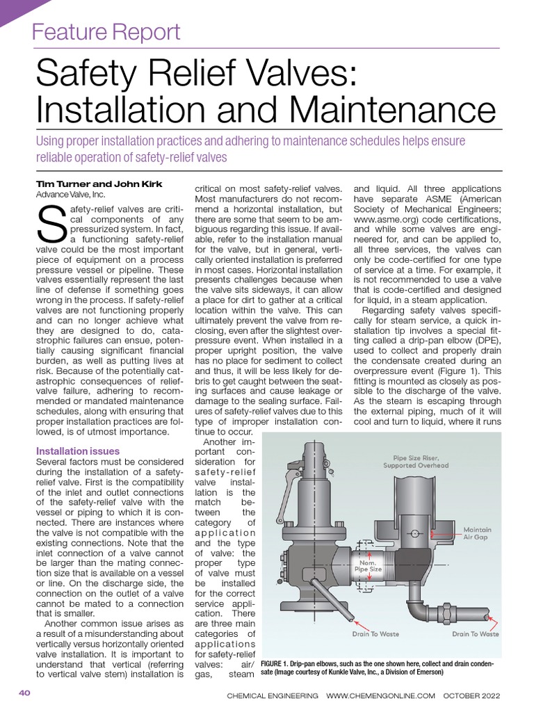 Safety Relief Valves - Installation and Maintenance | PDF | Boiler | Valve