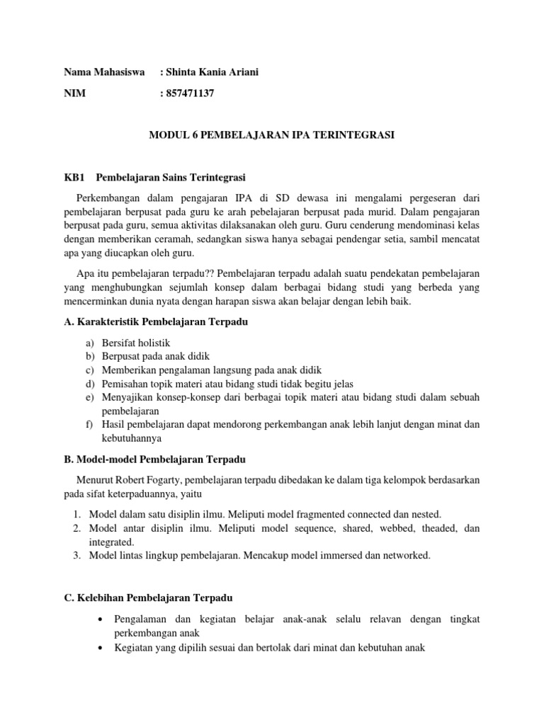 Resume Modul 6 Pembelajaran IPA | PDF