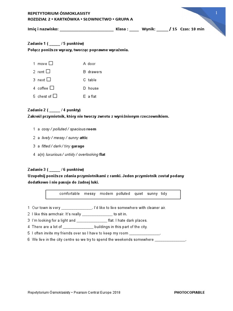 REP8 Unit 2 A Short Test Vocab | PDF