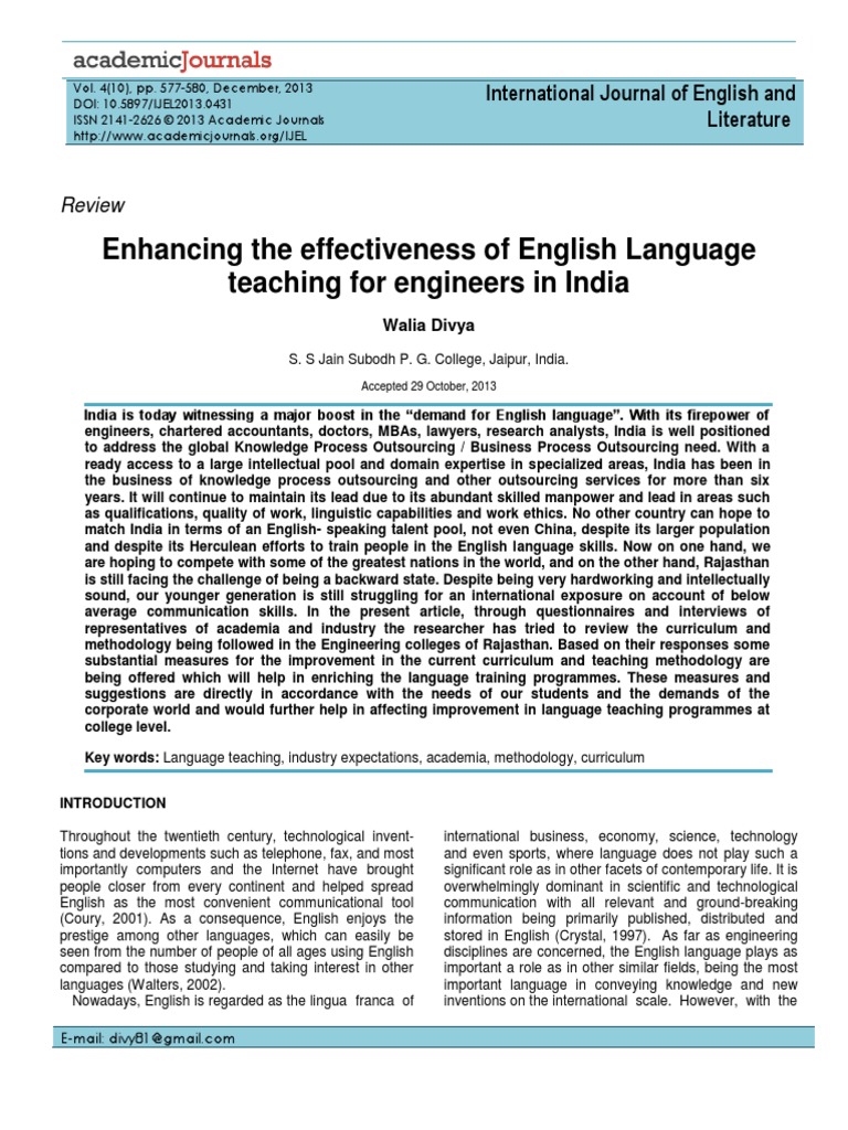 English For Engineers in India | PDF | Curriculum | Cognition