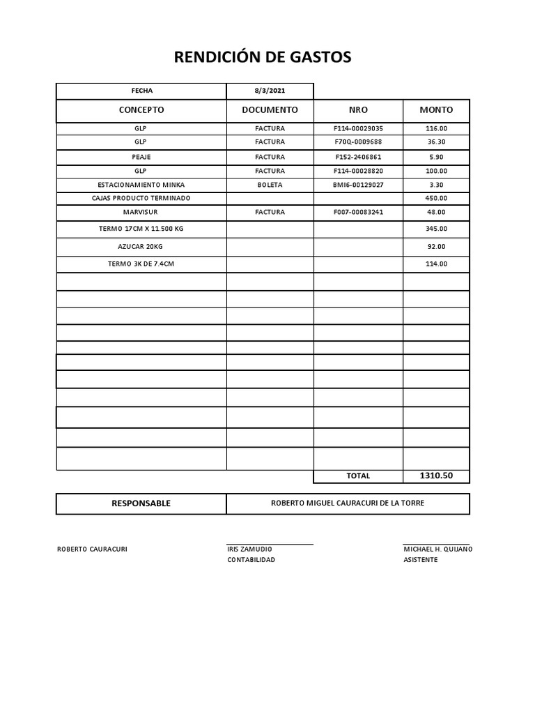 Formato de Rendicio de Gastos | PDF