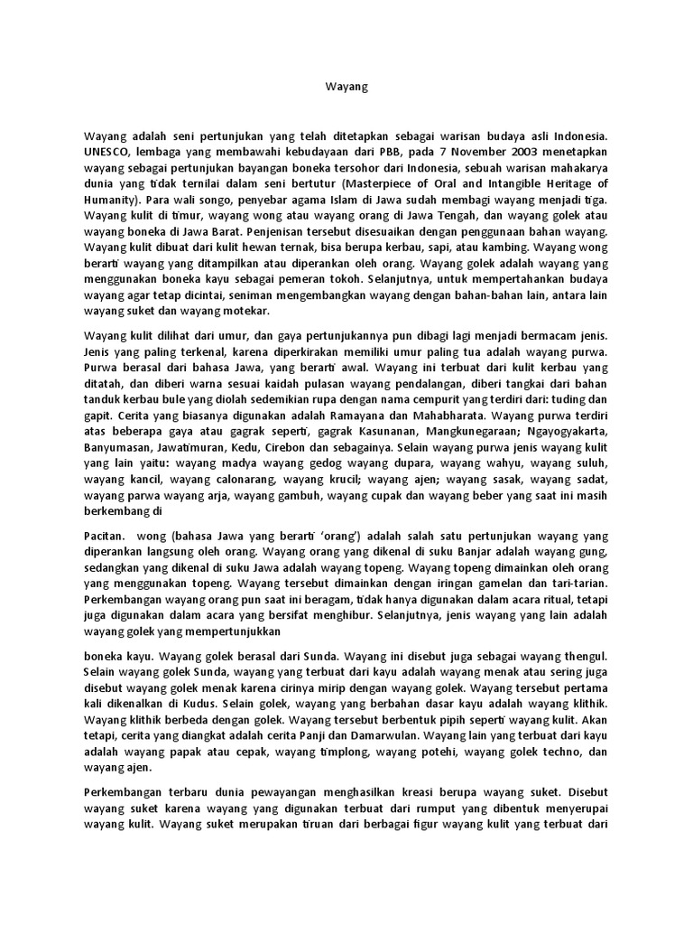 Contoh Wayang | PDF | Seni | Fiksi Umum