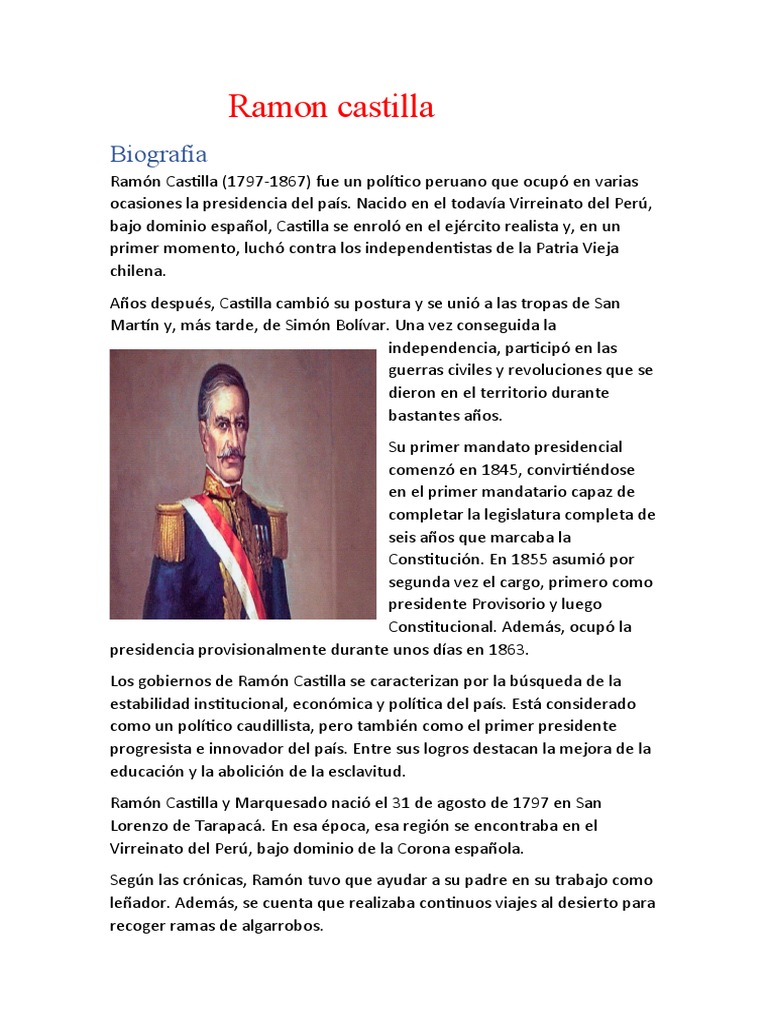 Ramon Castilla | PDF | Perú | Esclavitud