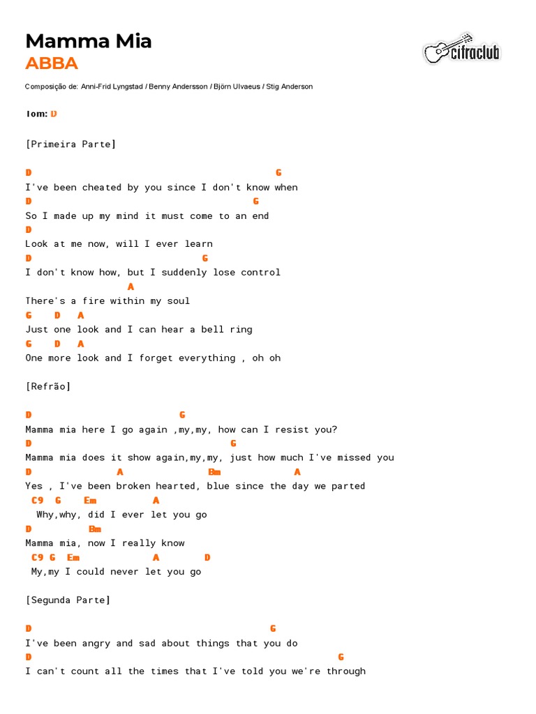 1 - Mamma Mia - ABBA | PDF | European Music | Works