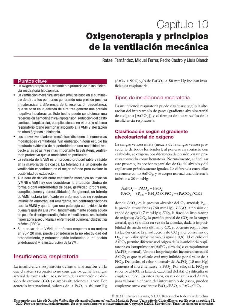 Oxigenoterapia y Principios de La Ventilación Mecánica | PDF ...