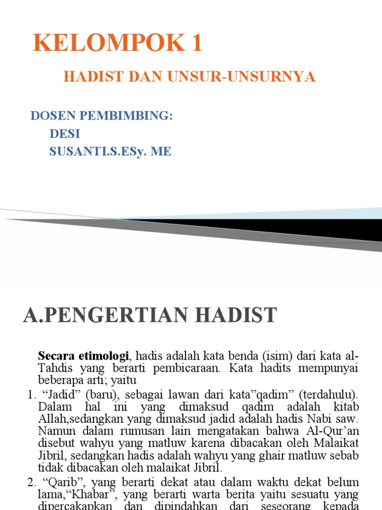 Hadis Dan Unsur | PDF | Ilmu Sosial | Agama & Spiritualitas