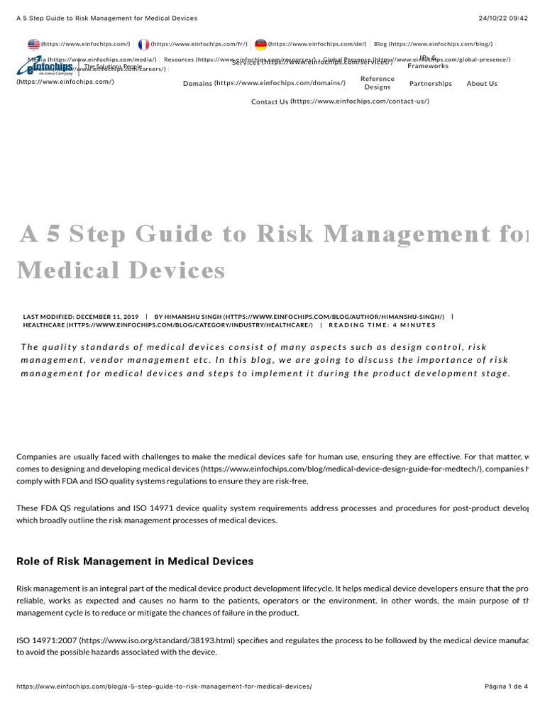 A 5 Step Guide To Risk Management For Medical Devices | PDF | Risk ...
