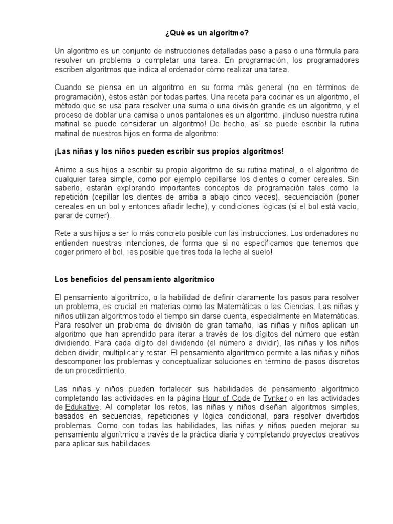 Qué Es Un Algoritmo | PDF | Algoritmos | Pensamiento