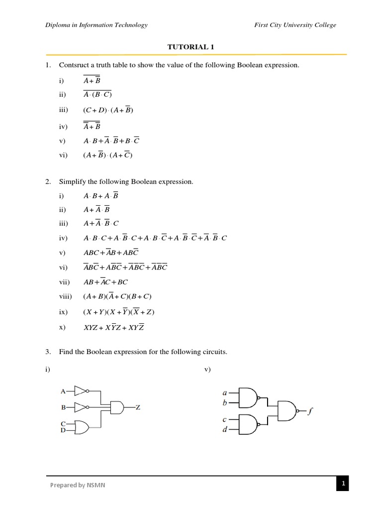 Tutorial 2 | PDF | Boolean Algebra | Teaching Mathematics