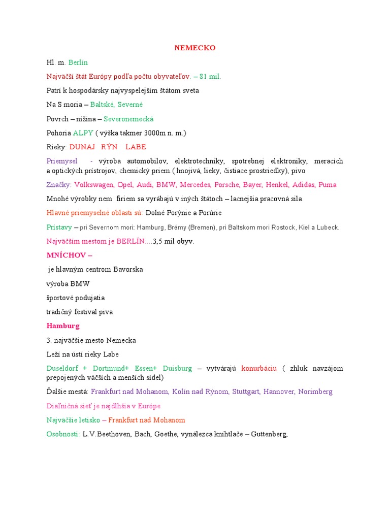Nemecko - Poznámky | PDF