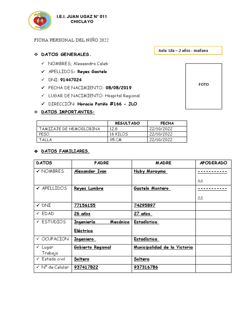 Ficha Siagie | PDF | Medicina | Medicina CLINICA