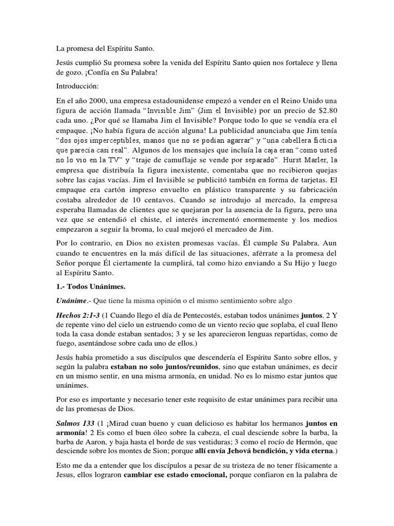 La Promesa del Espíritu Santo | PDF | espíritu Santo | Amor