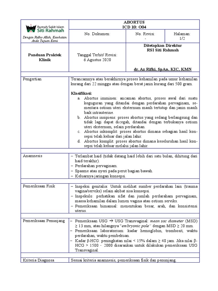 PPK Obgyn Revisi 2020 3. Abortus | PDF