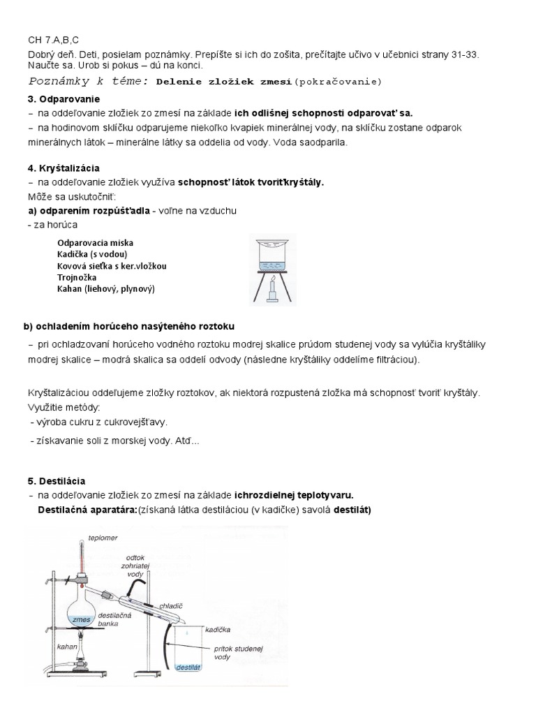 CH7 Odparovanie, Kryštalizácia, Destilácia Ok | PDF