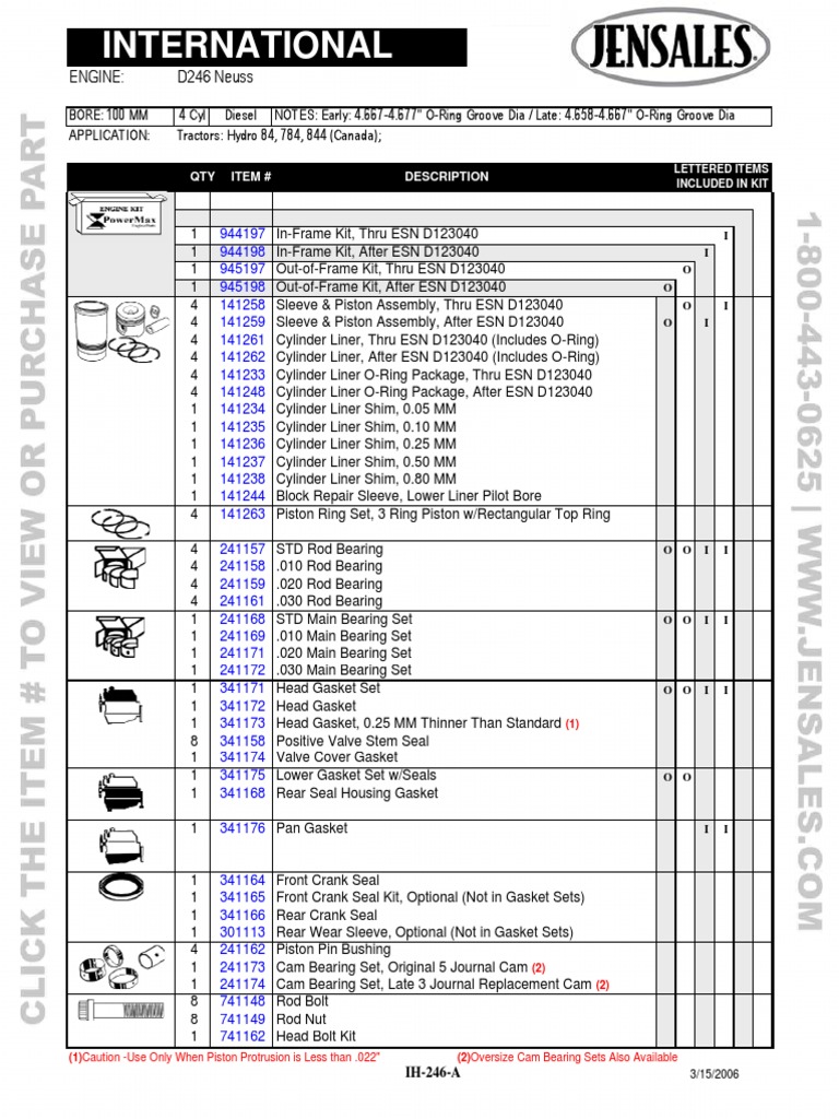 International: Engine: D246 Neuss | PDF | Internal Combustion Engine | Systems Engineering