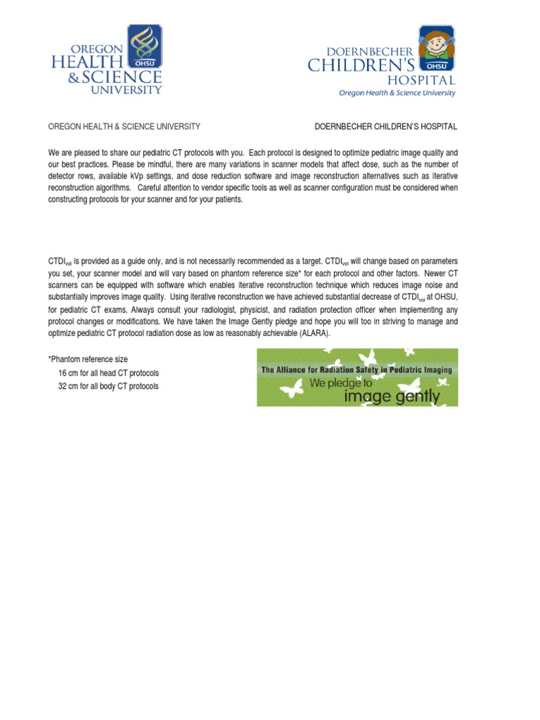 Pediatric CT Protocols and Radiation Dose Optimization Techniques at ... Pediatric CT Protocols and Radiation Dose Optimization Techniques at ...