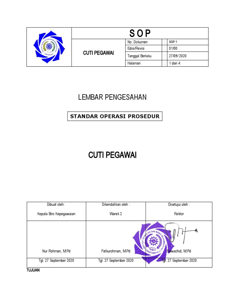 SOP Cuti Pegawai | PDF